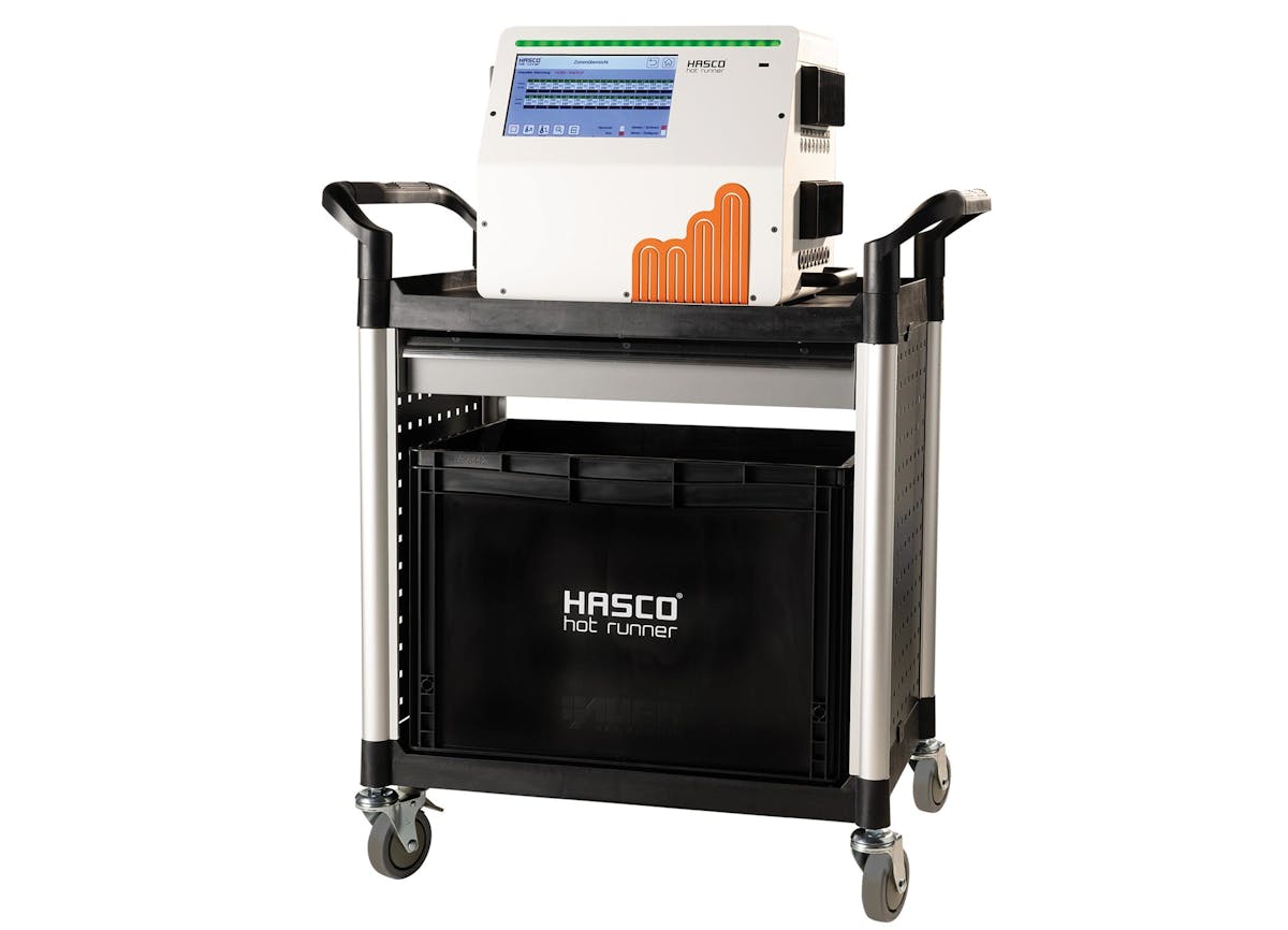 Hasco cart transports hot-runner control units | Plastics Machinery ...