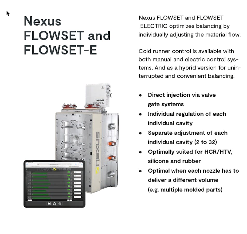 FlowSet balances material flow in multiple cavities | Plastics Machinery & Manufacturing